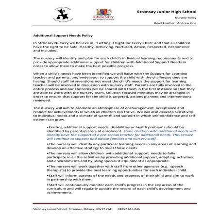 Transition policy nursery | PDF