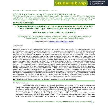 A Social-Ecological Approach To Determine Barriers Of DMSM Practice For ...