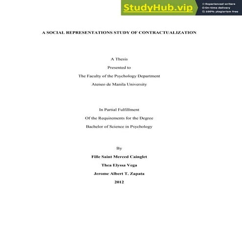 A SOCIAL REPRESENTATIONS STUDY OF CONTRACTUALIZATION | PDF
