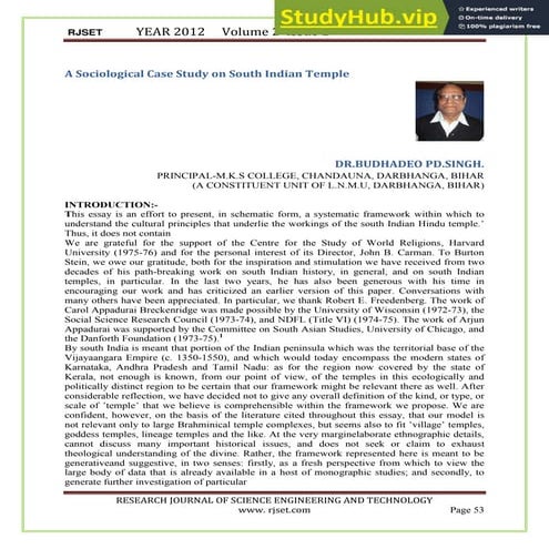 A Sociological Case Study On South Indian Temple A Sociological Case ...