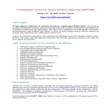 6th International Conference on Advances in Software Engineering (ASOFT ...