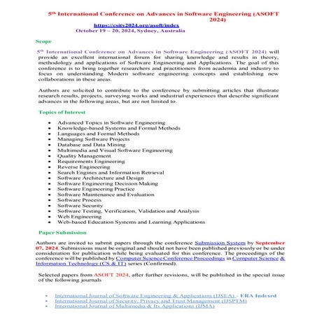 5th International Conference on Advances in Software Engineering (ASOFT ...