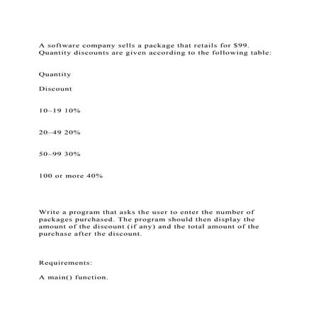 A software company sells a package that retails for $99. Quantity .docx