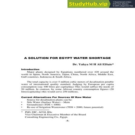A Solution For Egypt Water Shortage | PDF