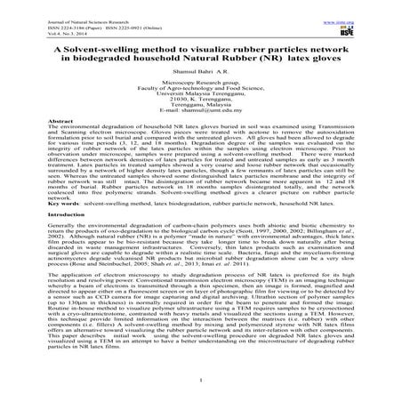 A solvent swelling method to visualize rubber particles network in biodegraded household natural ...