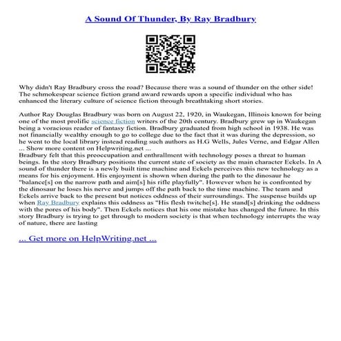 A Sound Of Thunder, By Ray Bradbury | PDF