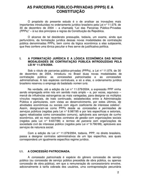 As Parcerias Público Privadas Ppps E A Pdf