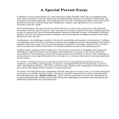 A Special Person Essay | PDF
