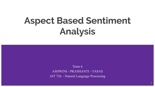 Aspect Based Sentiment Analysis Ppt 1809