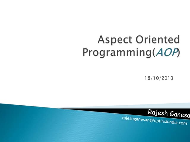 Aspect Oriented Programming Pptx Programming Languages Computing
