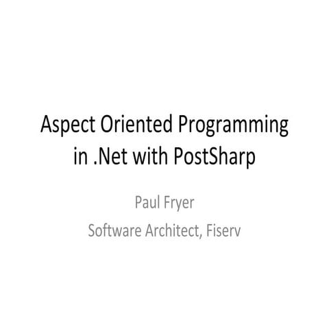 Aspect Oriented Programming In Net 8803