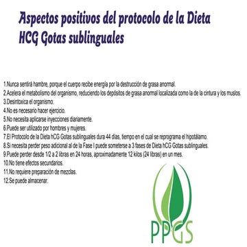 Aspectos positivos del protocolo de la dieta hcg | PPT