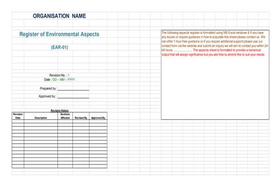 El001 environmental aspects and impacts register website | PDF | Indoor ...