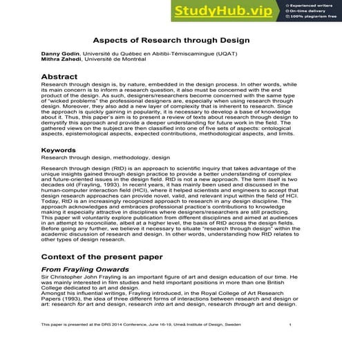 Aspects Of Research Through Design | PDF