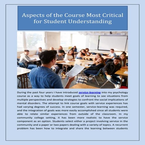 Aspects of the Course Most Critical for Student Understanding | PDF