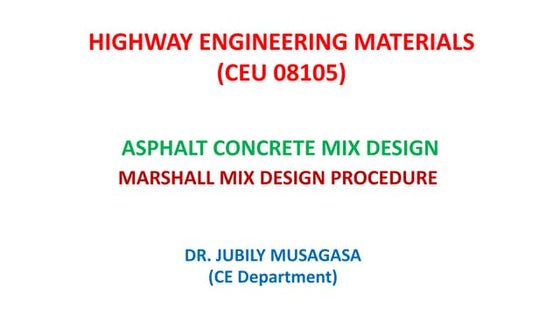 Marshall Mix Design: Lab Report | PDF