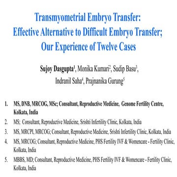 Transmyometrial Embryo Transfer: Effective Alternative to Difficult ...