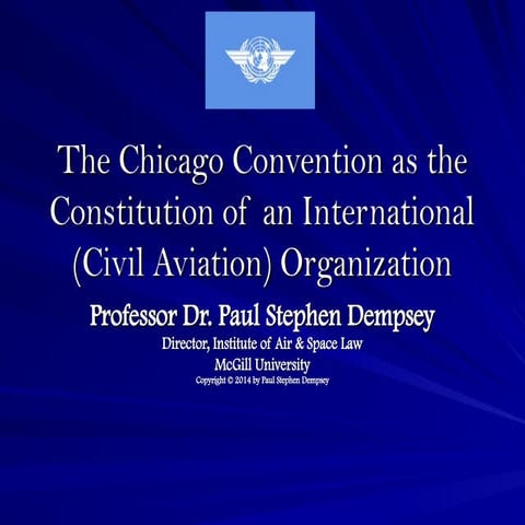 Convention establishes rules of airspace, aircraft registration and ...