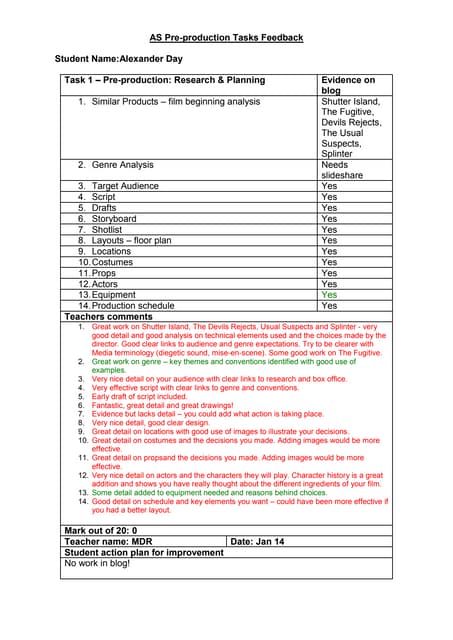Short Film Self Evaluation | PPT