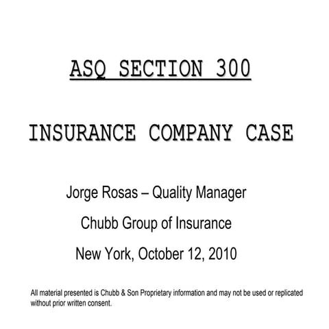 Quality - Insurance Company Case Study | PPT