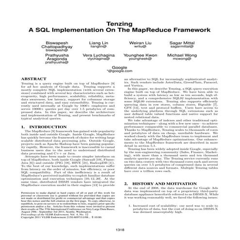 A Sql Implementation On The Map Reduce Framework Pdf Databases 