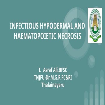 Infectious hypodermal and haematopoietic necrosis | PPTX