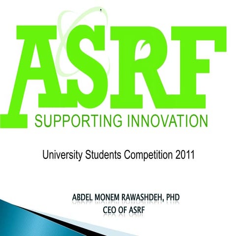 ASRF students competition 2011 wining projects | PPT