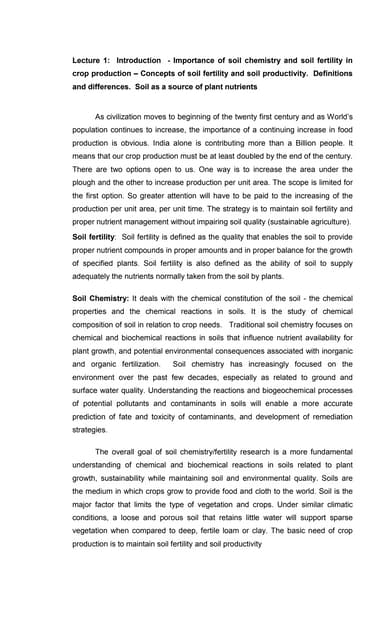 Ch. 1 ,2 history and development of soil science, its scope and ...