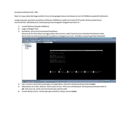 Tutorial membuat server pada VMWare dengan OS Debian 6 | PDF