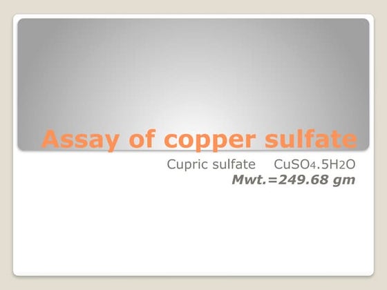 Estimation of Cu(II) in copper sulphate, idometrically | PDF