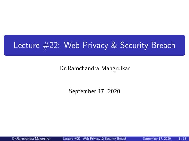 Lecture #7: Bell Lapdula and Biba Model of Multilevel Security | PDF