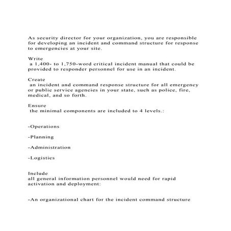 As security director for your organization, you are responsible | DOCX