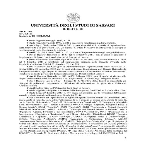 Assegno ricerca Università Sassari 07 | PDF