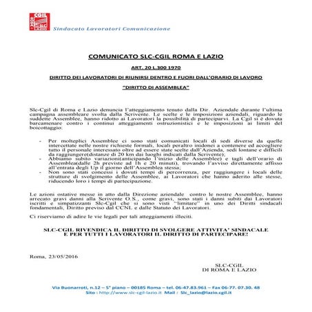 Comunicato sindacale slc cgil | PDF