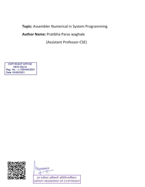 Assembler Numerical In System Programming Pdf Operating Systems Computer Software And