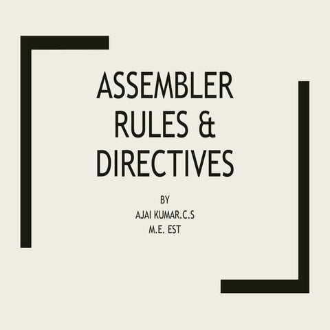 Assembler Key Directives And Instructions Ppt