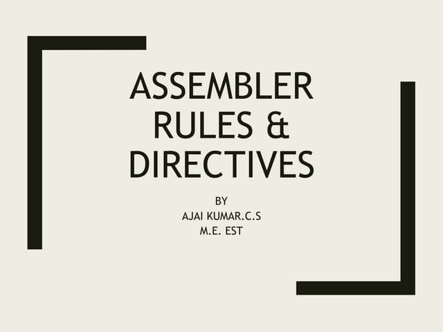 Assembler Key Directives And Instructions Ppt