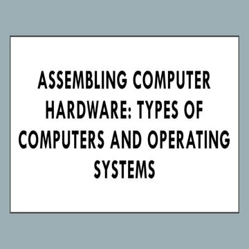 Assembling Computer Hardware 10 Grade 10 Tle Ppt