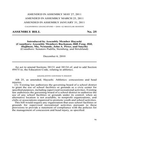 Assembly bill 25 hayashi | PDF