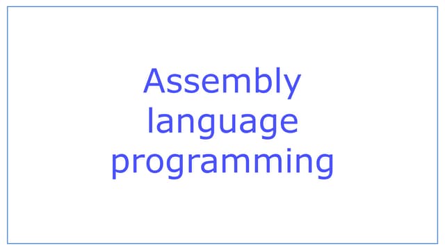Assembly Language Programming Ppsx Programming Languages Computing