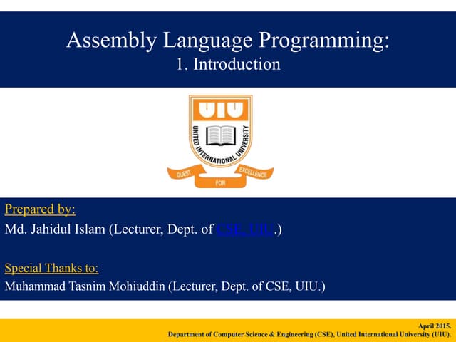 Assembly language programming intro | PPTX Assembly language programming intro | PPTX
