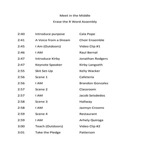 Assembly outline | DOCX | Education