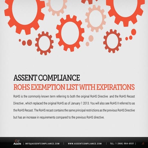 RoHS Exemption List - Review By: Assent Compliance | PDF