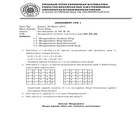 Assesment cpk 1 | DOCX