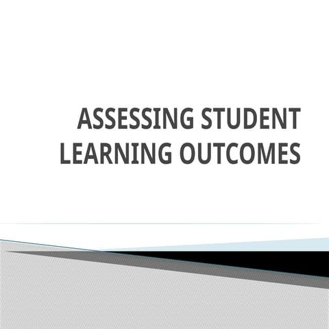 Assessing student learning outcomes | PDF
