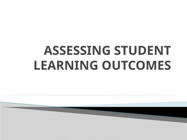 Assessing student learning outcomes | PDF