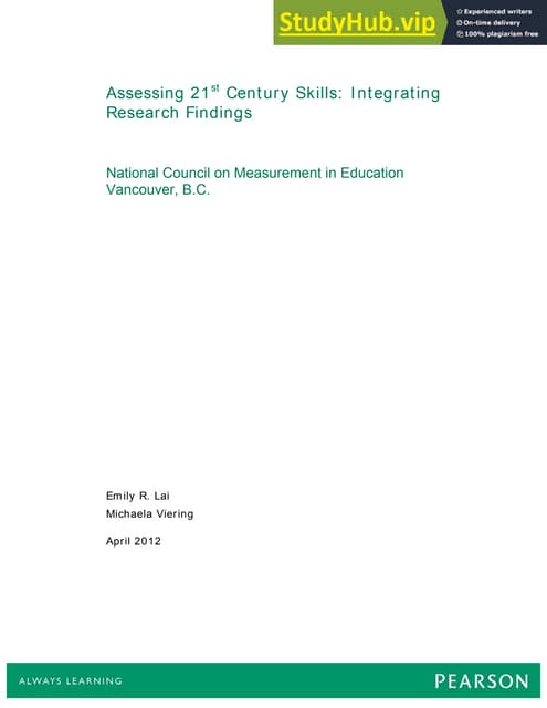Assessing Collaborative Problem Solving Skills In Technology-Enhanced Learning Environments The ...