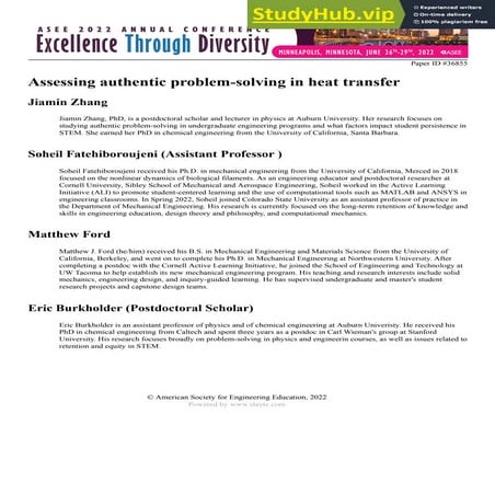 Assessing Authentic Problem-Solving In Heat Transfer | PDF