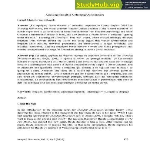 Assessing Empathy A Slumdog Questionnaire | PDF