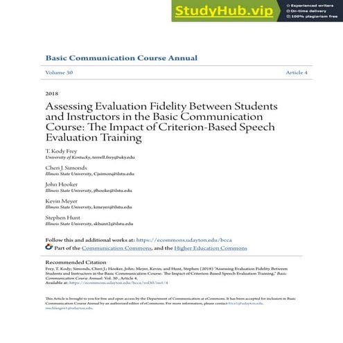 Assessing Evaluation Fidelity Between Students and Instructors in the ...